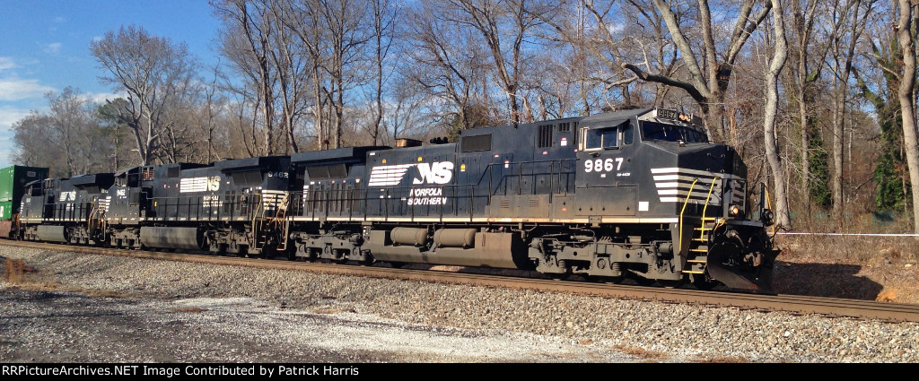 NS 9867 C44-9W NS 9462 C44-9W and NS 8040 ES44AC (all 3) move a doublestack intermodal east at ...